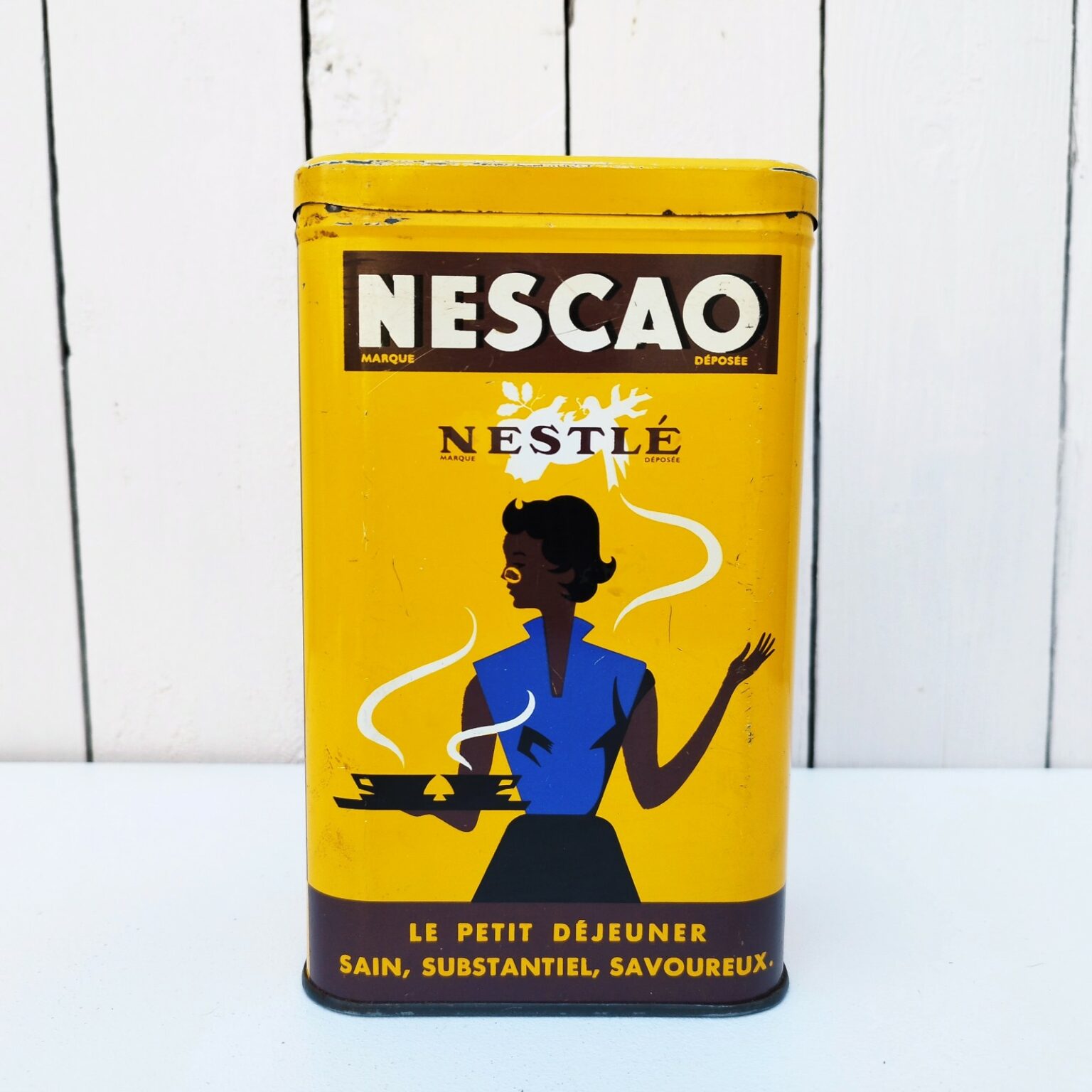 Boite en tôle publicitaire, chocolat Nescao, Nestlé - Acolytes Antique