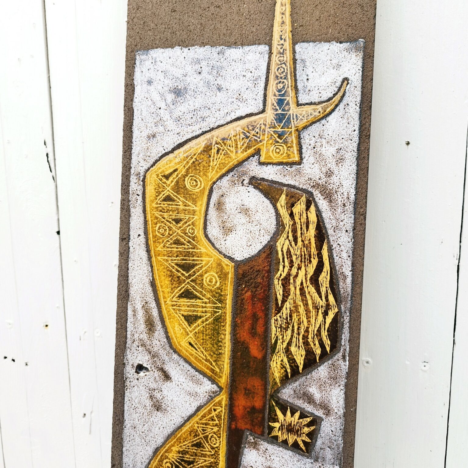 Plaque de lave émaillée, décor abstrait, Jean Jaffeux - Acolytes Antique