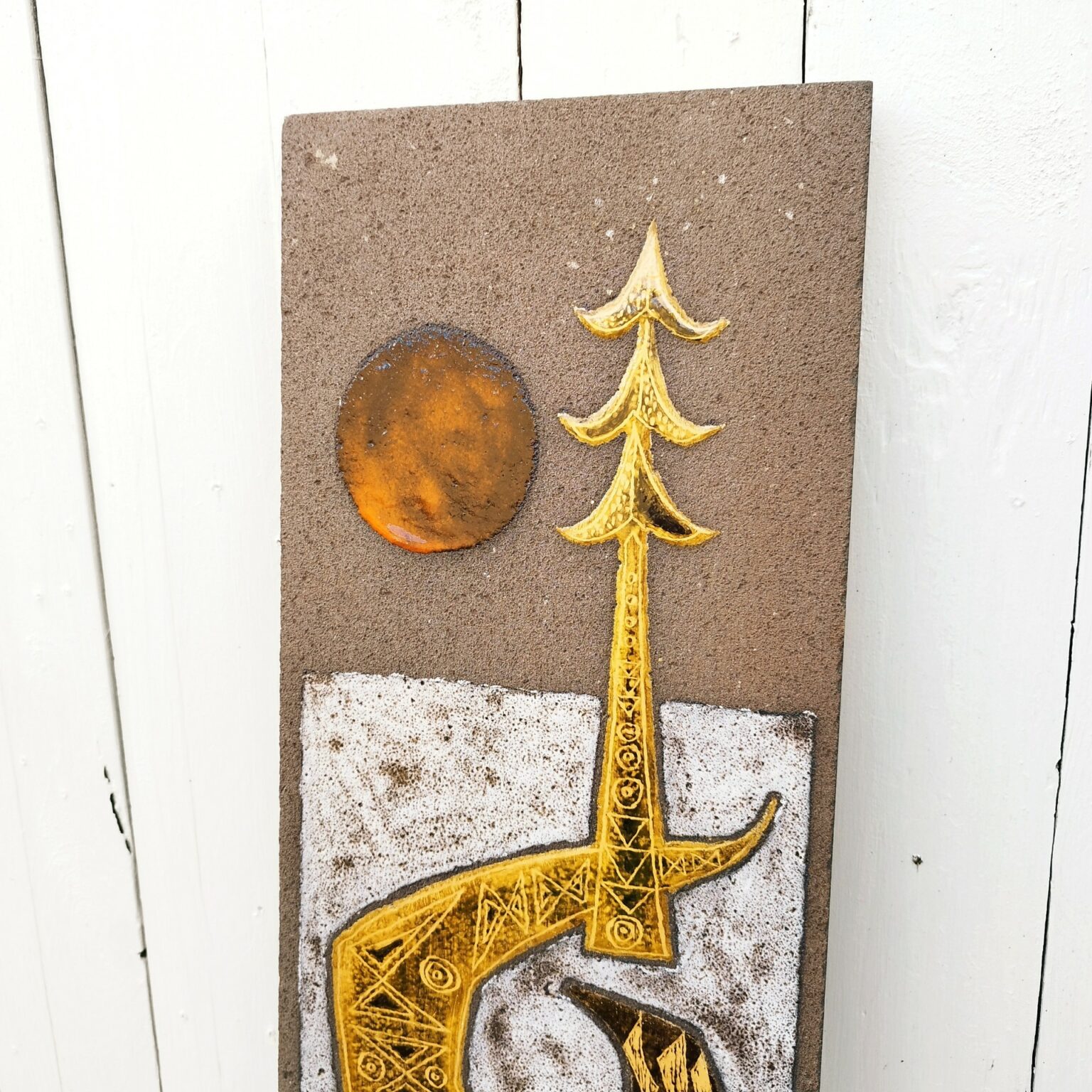 Plaque de lave émaillée, décor abstrait, Jean Jaffeux - Acolytes Antique