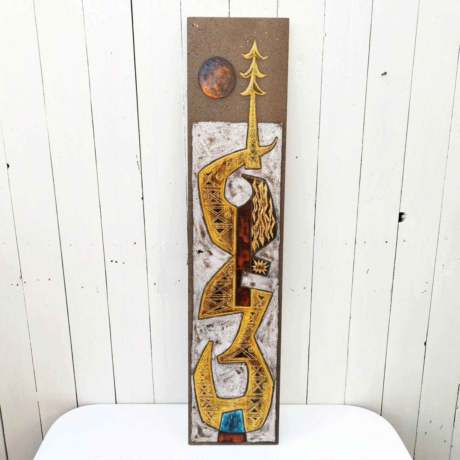 Plaque de lave émaillée, décor abstrait, Jean Jaffeux - Acolytes Antique