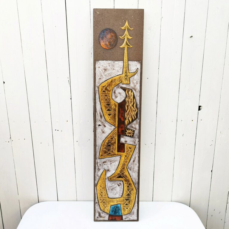 Plaque de lave émaillée, décor abstrait, Jean Jaffeux - Acolytes Antique