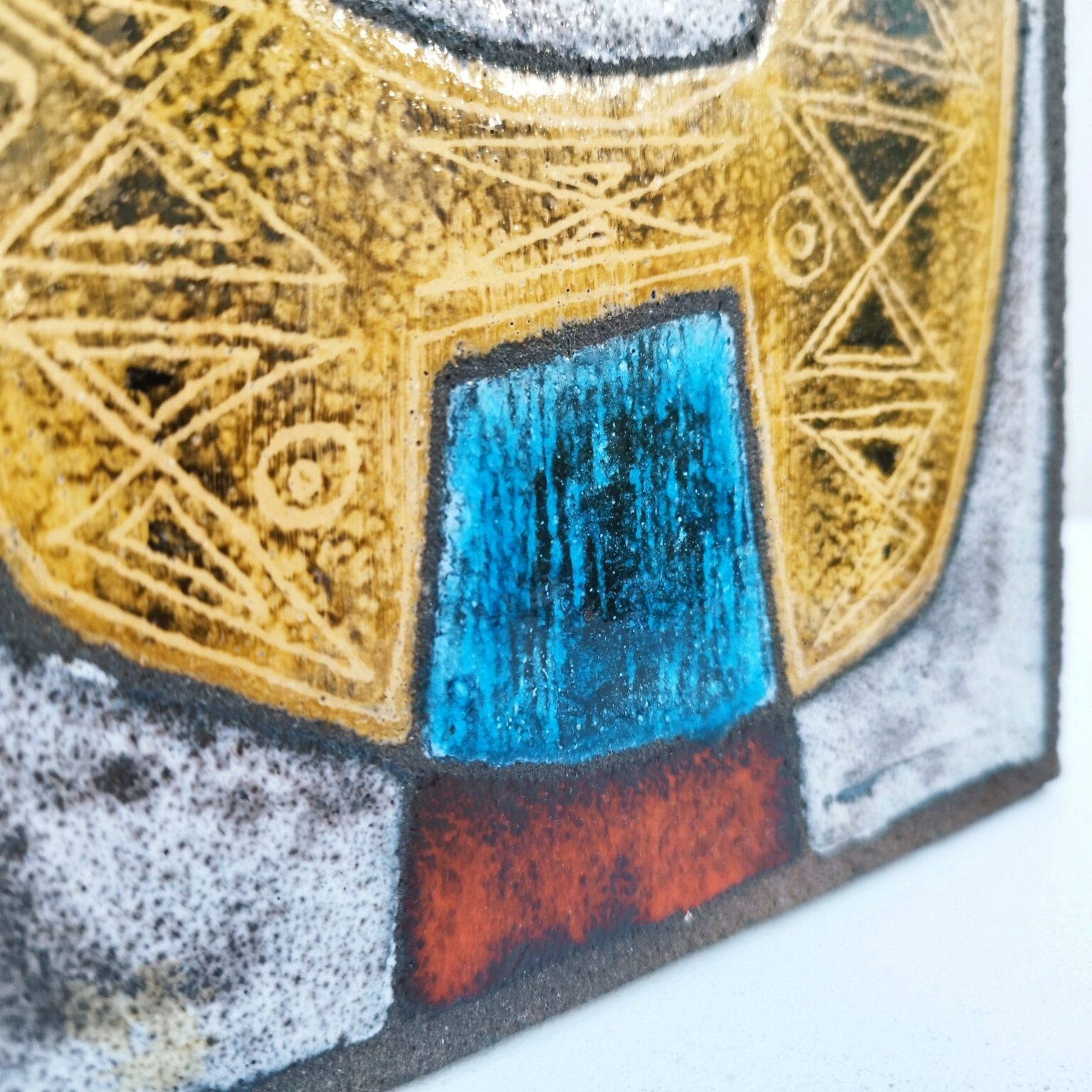 Plaque de lave émaillée, décor abstrait, Jean Jaffeux - Acolytes Antique