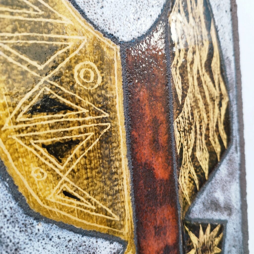 Plaque de lave émaillée, décor abstrait, Jean Jaffeux - Acolytes Antique